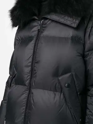 YVES SALOMON Lambswool Collar Down Coat - Black