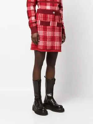 BARRIE Knitted Check-print Miniskirt