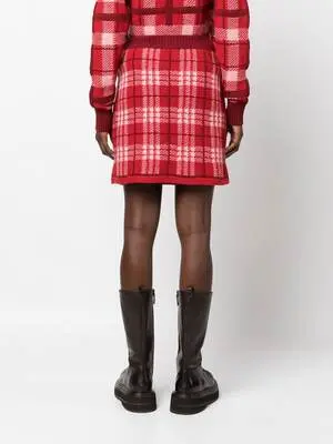 BARRIE Knitted Check-print Miniskirt