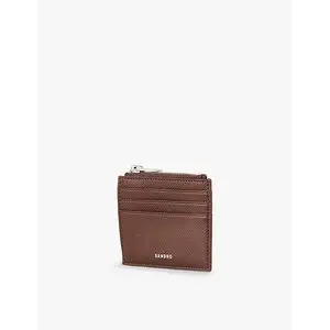 Sandro Logo-embossed Zipped Leather Card Holder - Bruns