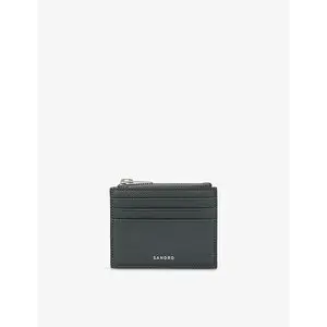 Sandro Logo-embossed Zipped Leather Card Holder 1 Size Steel