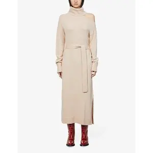 Paige Raundi Cut-out Shoulder Turtleneck Wool-blend Maxi Dress