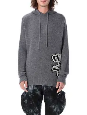Off-White Graff Chunky Knit Hoodie Medium Grey