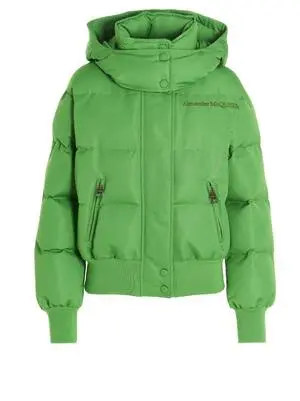 Alexander McQueen Logo Embroidery Hooded Puffer Jacket