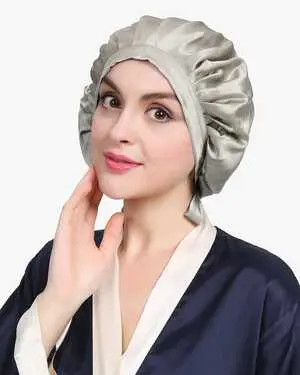 Lilysilk Silk Hair Wrap Silk Sleeping Cap Concise Style Breathable Silvergray