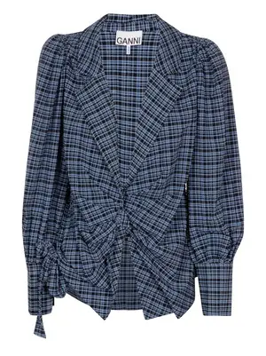 GANNI Stretch Seersucker Wrap Shirt