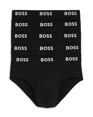 BOSS Authentic Cotton Briefs, Pack Of 5 - Black