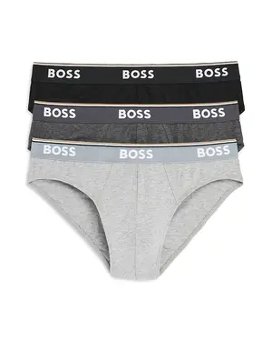 BOSS Power Cotton Blend Briefs, Pack Of 3 - Open Gray
