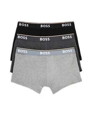 BOSS Power Cotton Blend Trunks, Pack Of 3 - Open Gray