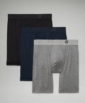 Lululemon Always In Motion Long Boxer 7 - Black/heathered Core Medium Grey/true Navy