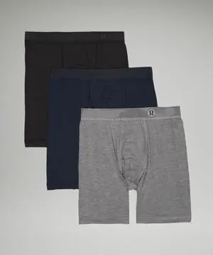 Lululemon Always In Motion Long Mesh Boxer 7" Black/heathered Core Medium Grey/true Navy