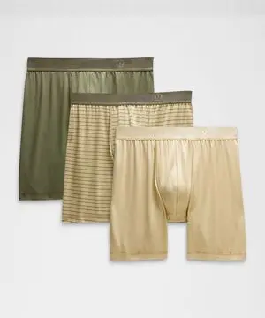 Lululemon Always In Motion Long Mesh Boxer 7" Compass Khaki/pocket Stripe Compass Khaki Medium Olive/medium Olive