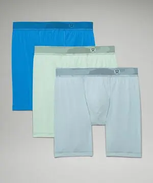 Lululemon Always In Motion Long Mesh Boxer 7" Poolside/breeze Blue/arctic Green