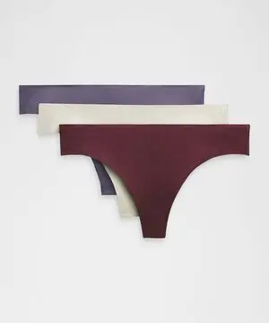 Lululemon Invisiwear Mid-rise Thong Underwear Nightfall/bone/garnet