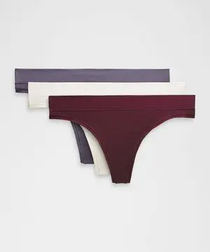 Lululemon Underease Mid-rise Thong Underwear Nightfall/bone/garnet