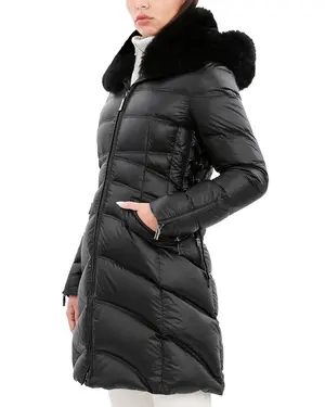 Dawn Levy Cloe Shearling Hooded Quilted Coat