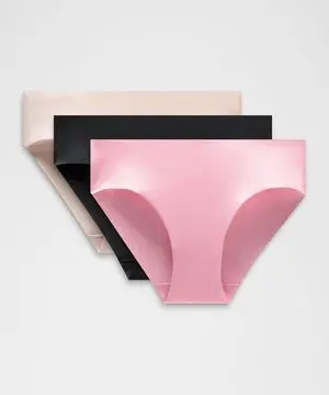 Lululemon Invisiwear Mid-rise Bikini Underwear Black/misty Shell/candy Cloud