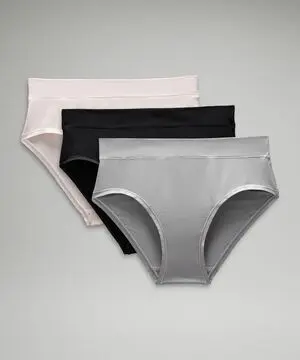 Lululemon Underease High-rise Bikini Underwear Silver Drop/strawberry Milkshake/black