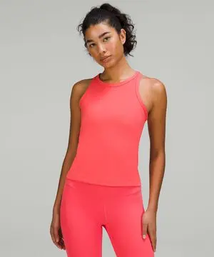 Lululemon White Racerback Tank Top Pale Raspberry