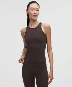 Lululemon White Racerback Tank Top Sequoia