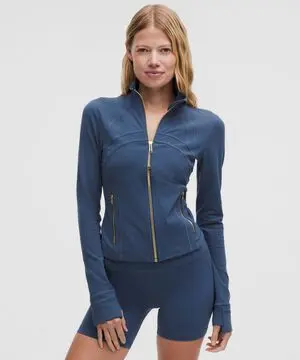Lululemon Define Cropped Jacket Blue Twill/gold/gold