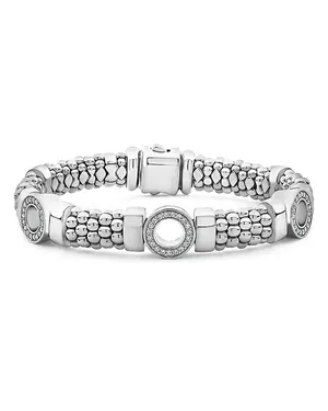 Lagos Sterling Caviar Spark Diamond Link Bracelet - Silver