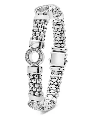 Lagos Sterling Caviar Spark Diamond Link Bracelet