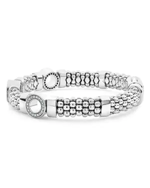 Lagos Sterling Caviar Spark Diamond Link Bracelet