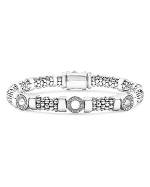 Lagos Sterling And Diamond Circle Bead Bracelet - Silver