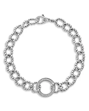 Lagos Sterling Caviar Spark Diamond Circle Link Bracelet - Silver