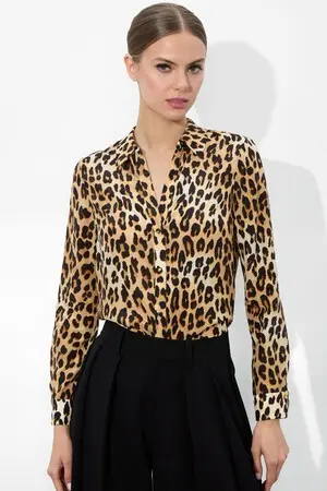 Alice + Olivia Eloise Leopard Print Button Down - Red