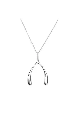 JANE WIN Lucky Wishbone Pendant - Silver