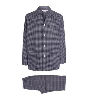 Derek Rose Brushed Cotton Check Pyjama Set - Navy