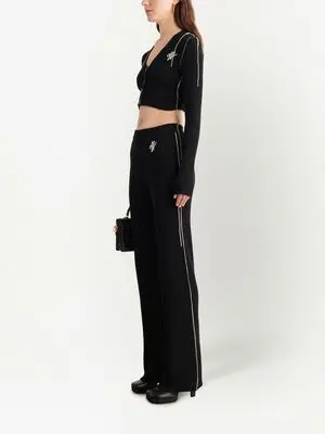 Off-White Ribbed Cropped Cardigan - Black