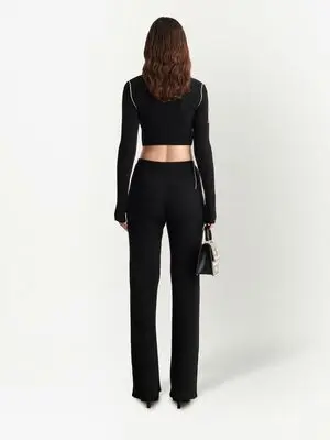 Off-White Ribbed Cropped Cardigan - Black