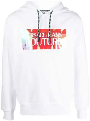 Versace Versace Jeans Couture Logo-Print Hoodie White