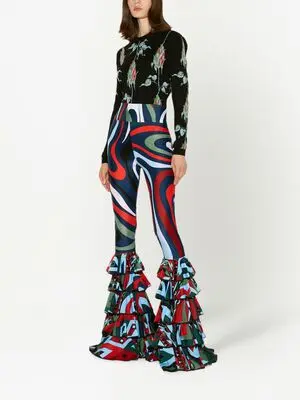Emilio Pucci Marmo-print Ruffle-detail Leggings