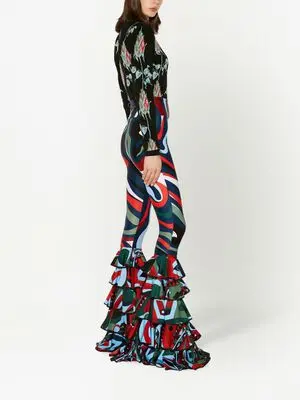 Emilio Pucci Marmo-print Ruffle-detail Leggings