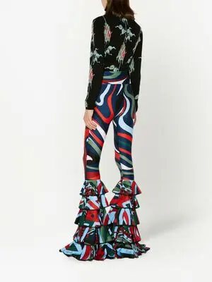 Emilio Pucci Marmo-print Ruffle-detail Leggings