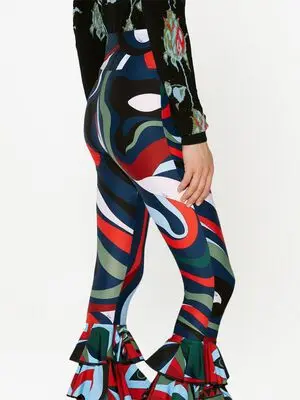 Emilio Pucci Marmo-print Ruffle-detail Leggings