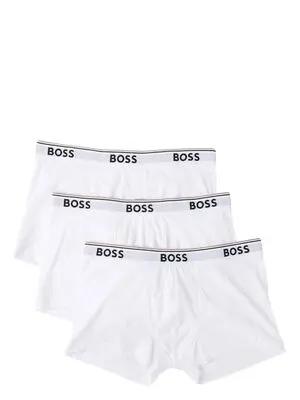 BOSS Pack-of-three Logo-waistband Boxer Briefs - White