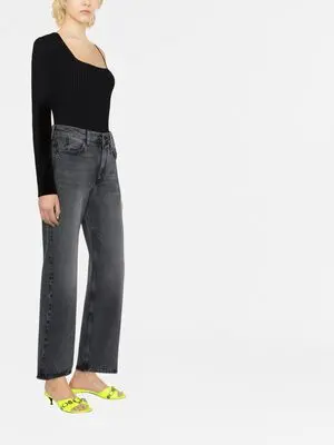 Off-White Logo-patch Straight-leg Jeans - Black