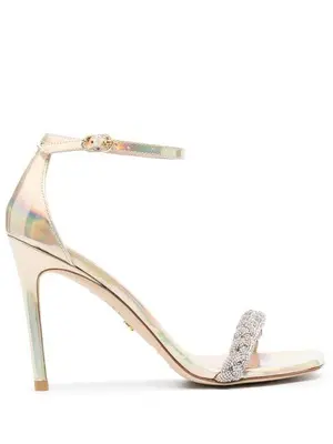 STUART WEITZMAN Crystal-embellished Iridescent Sandals - Gold