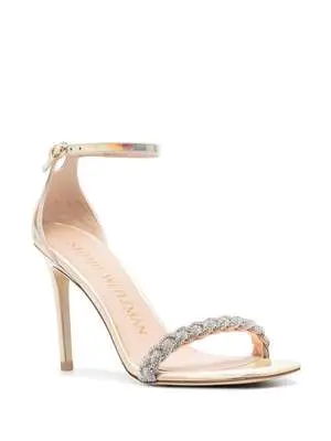 STUART WEITZMAN Crystal-embellished Iridescent Sandals - Gold