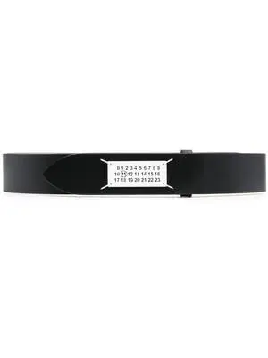 MAISON MARGIELA Logo-appliqué Leather Belt - Black