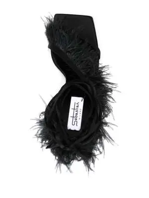 SEBASTIAN MILANO Marie A. 110mm Feather-trim Sandals - Black