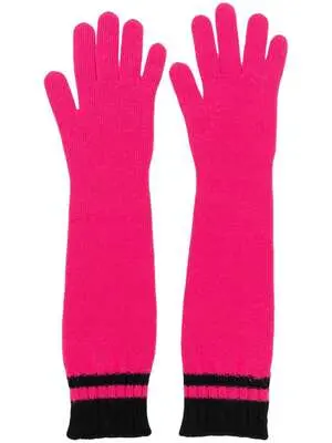 Alberta Ferretti Long Length Ribbed Knit Gloves - Pink