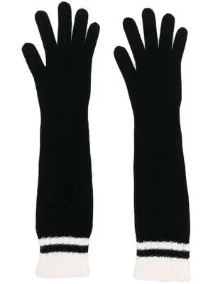 Alberta Ferretti Long Knit Gloves - Black