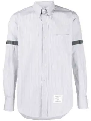 Thom Browne Grosgrain-armband Cotton Shirt - Grey