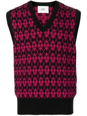 Ami Logo-ebroidered Knitted Vest
